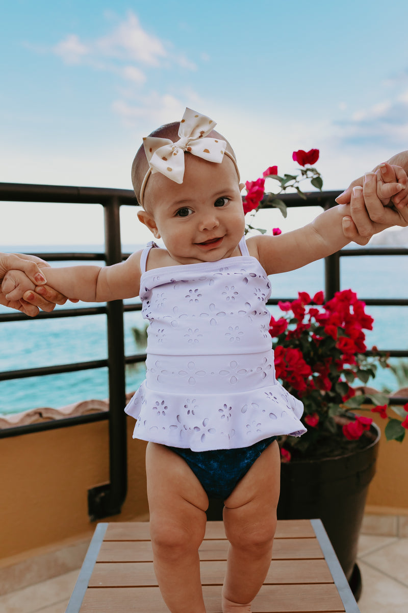 Little Girls Liberty - Eyelet Peplum Tankini - $32 – Rad Swim
