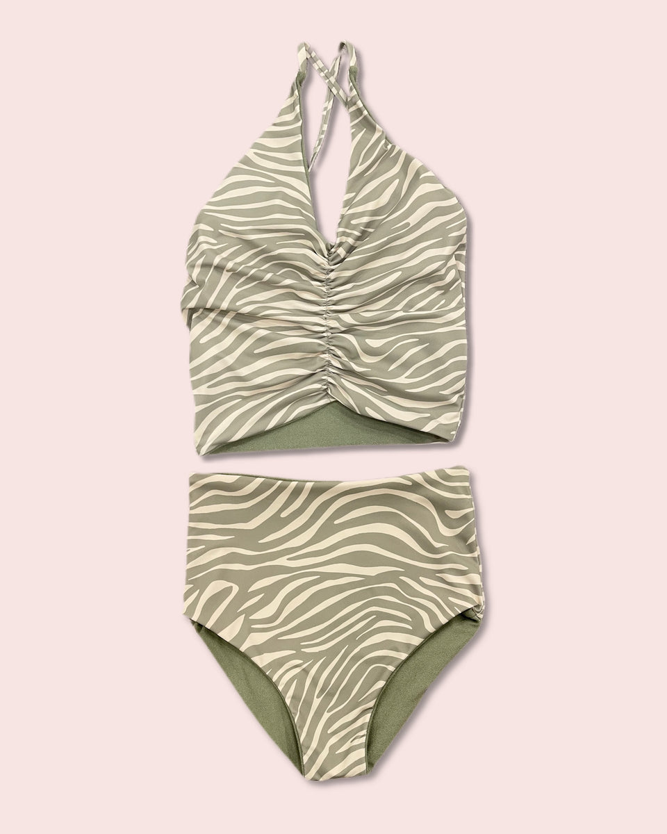 Harper - Reversible Zebra/Green Terry Tankini - $92 – Rad Swim